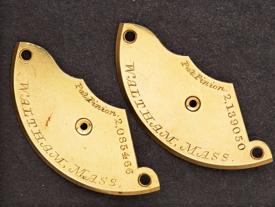 Matching Pair Antique Pocket Watch Parts With Engraved Brass ...
