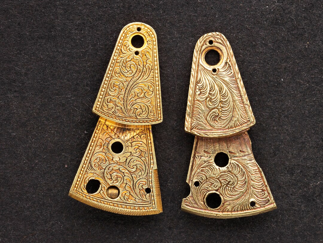 Matching Pair of Gold Gilded Engraved Brass Antique Fusee Pocket Watch ...