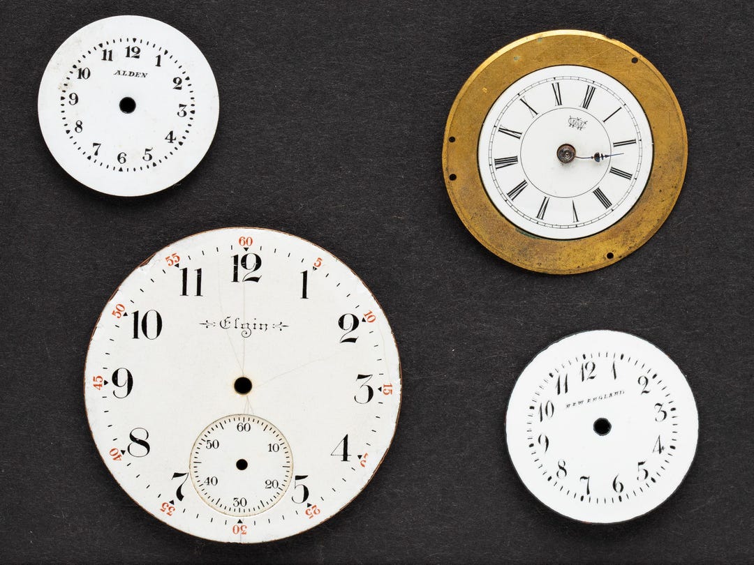 4 Vintage Porcelain Pocket Watch Faces Watch Dials, Antique Watch Parts ...