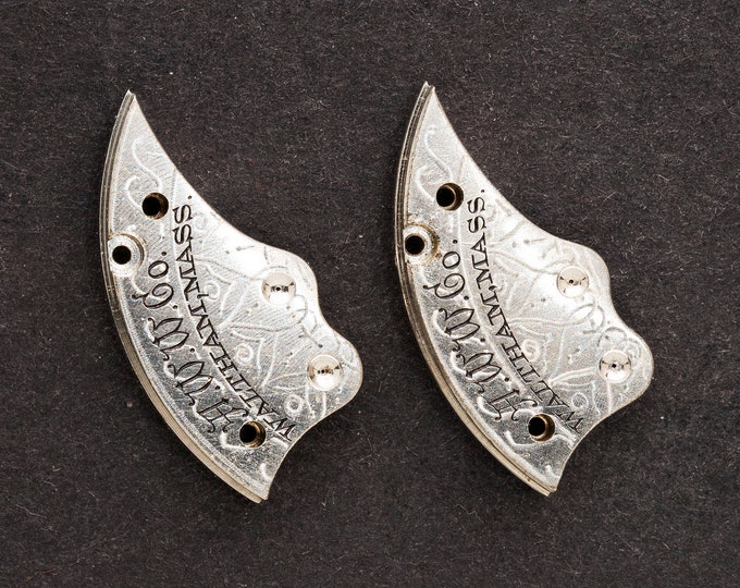 Matched Set 2 Antique Pocket Watch Parts With Engraved Steel ...