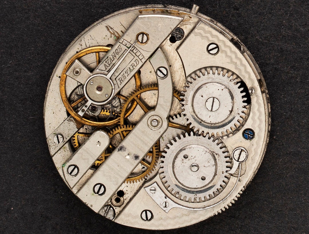 Vintage Pocket Watch Movement With Gears and Genuine Ruby Jewels Swiss ...
