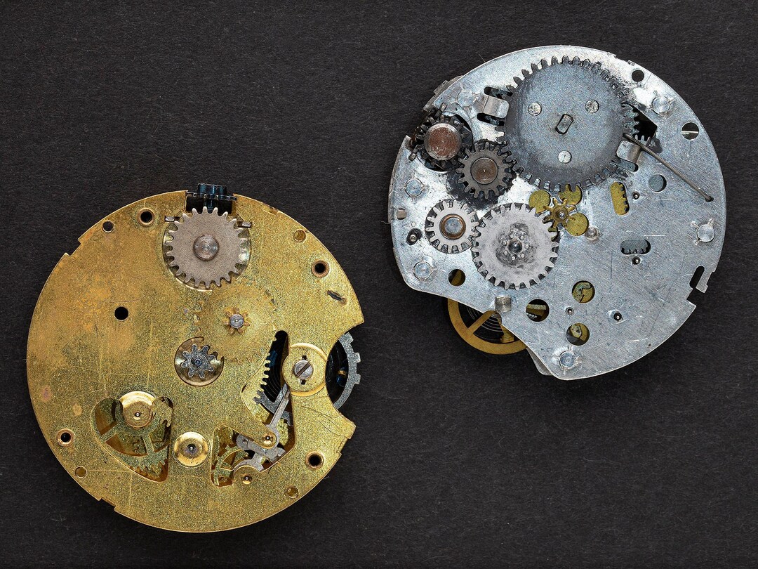 2 Vintage Brass & Steel Pocket Watch Movements With Gears (good for ...