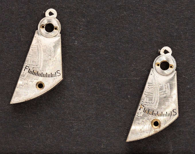 Matching Pair Antique Pocket Watch Parts With Engraved Brass ...