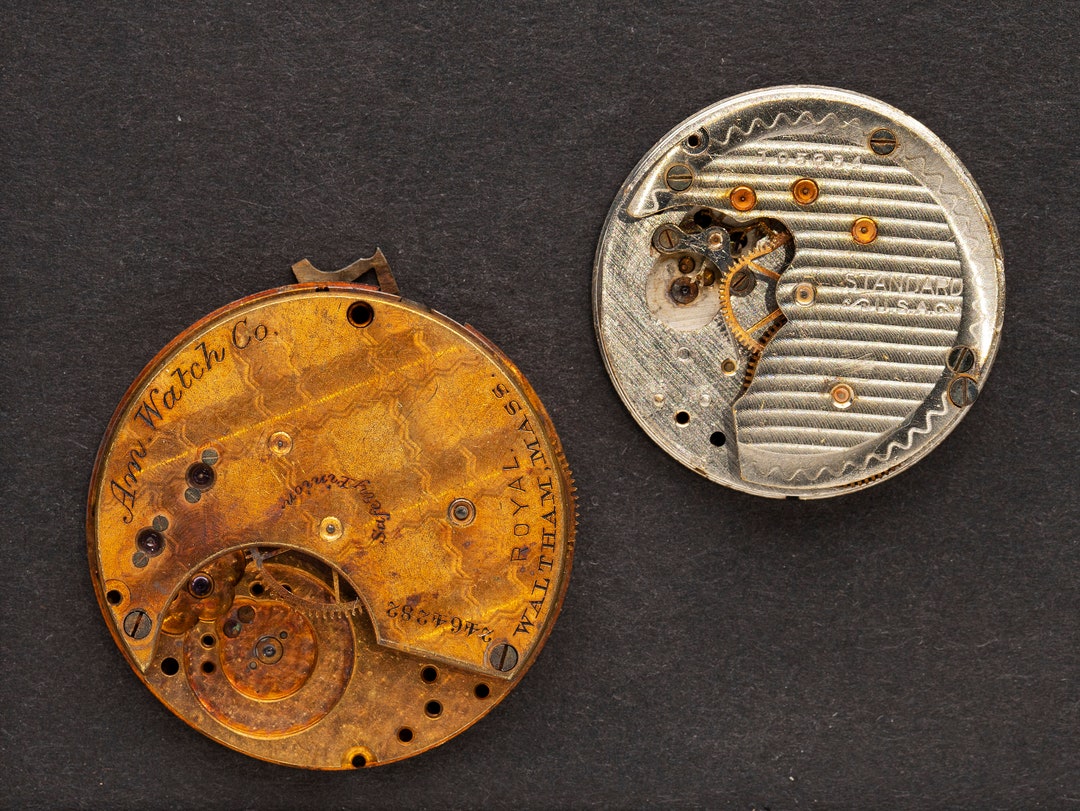 2 Vintage Pocket Watch Movements With Gears and Genuine Ruby Jewels ...
