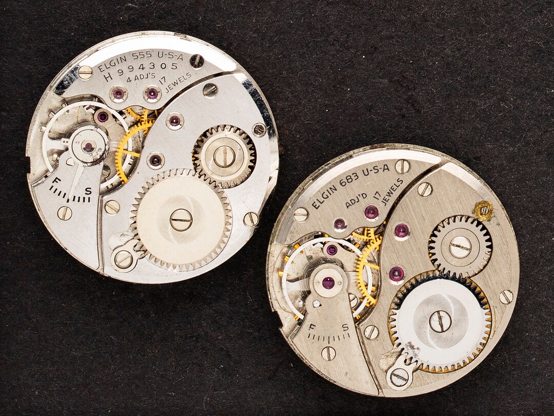2 Watch Movements Matched for Steampunk Cufflinks or Earrings, Vintage ...