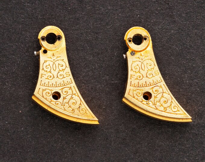 Matching Pair Antique Pocket Watch Parts With Engraved Brass ...