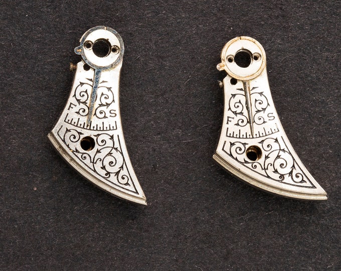 Matched Set 2 Antique Pocket Watch Parts With Engraved Steel ...