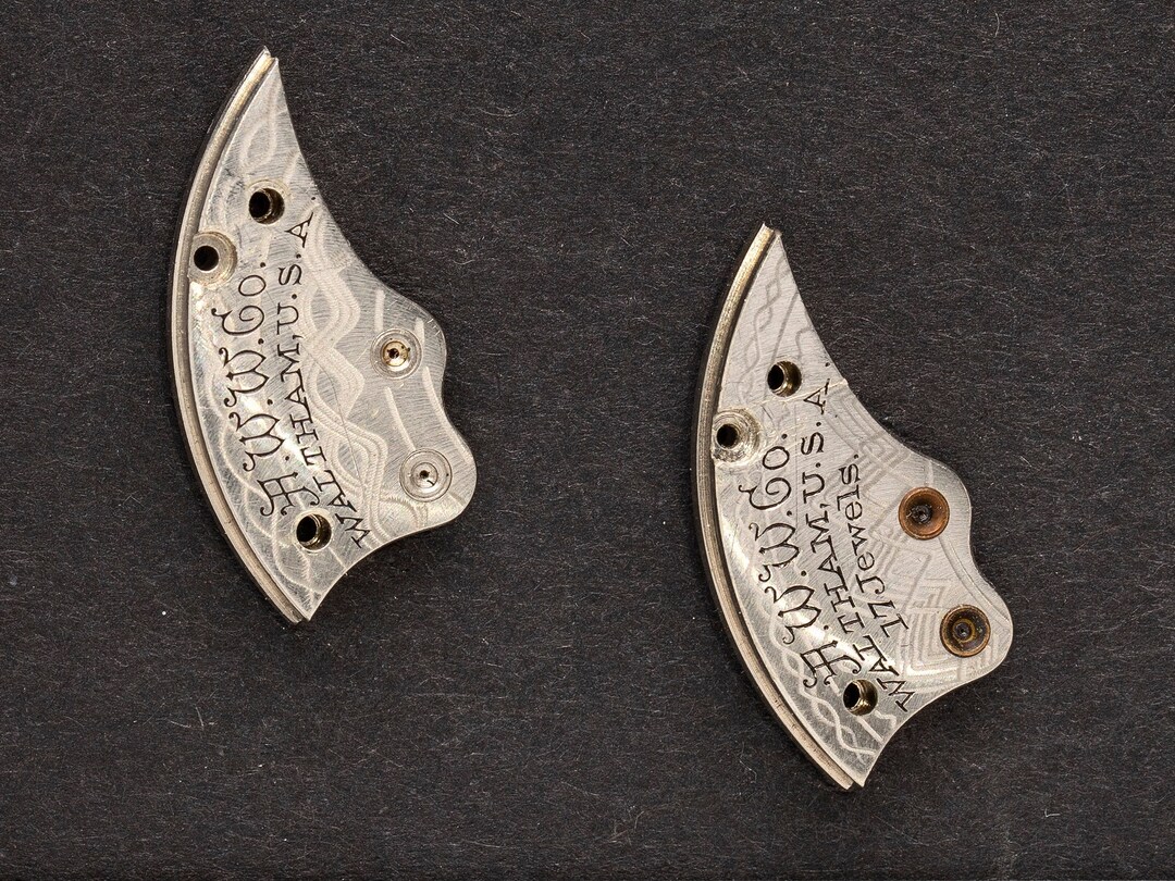 Matching Pair Antique Pocket Watch Parts With Engraved Brass ...