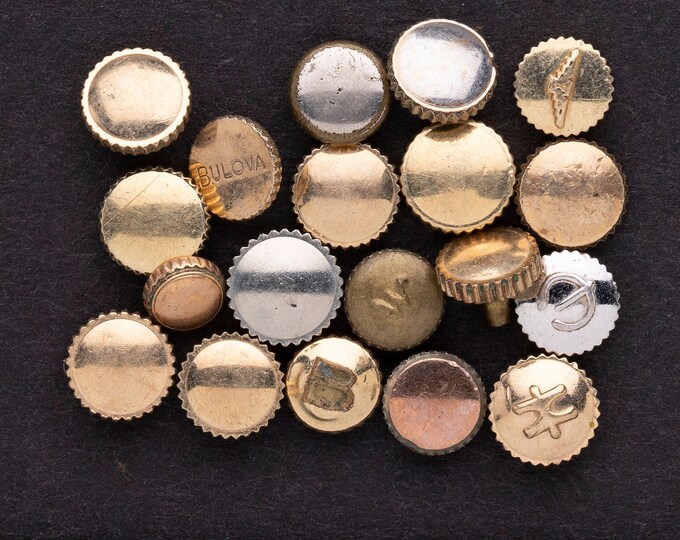 20 Vintage Watch Crowns, Winding Crowns, Gold Filled, Stainless, Brass ...