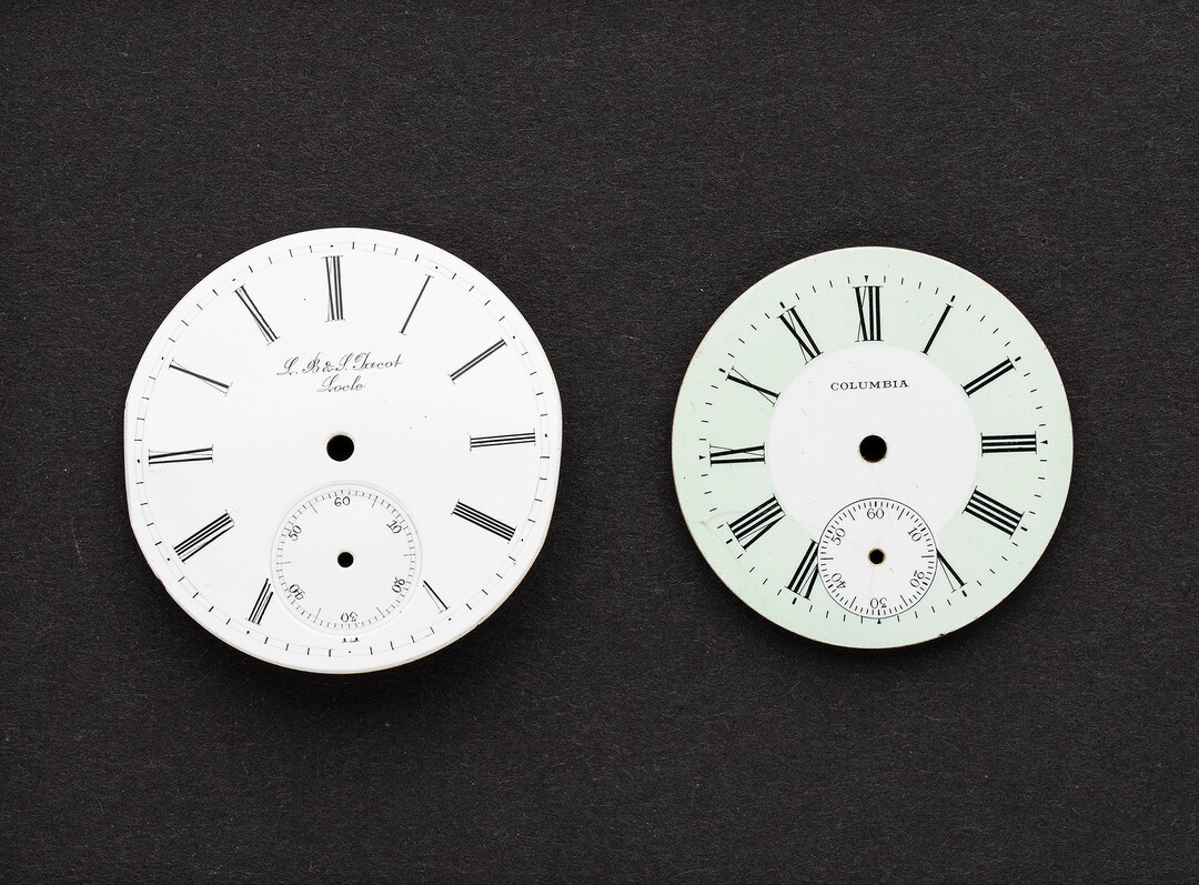 2 Vintage Porcelain Pocket Watch Faces Watch Dials, Antique Watch Parts ...