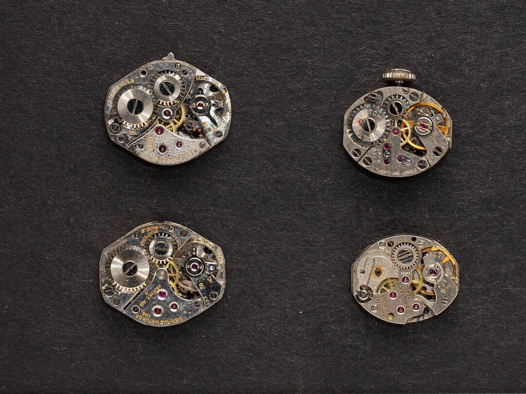4 Vintage Watch Movements, Gears & Genuine Ruby Jewels, for Jewelry ...