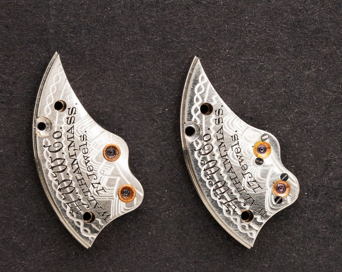 Matched Set 2 Antique Pocket Watch Parts With Engraved Steel ...