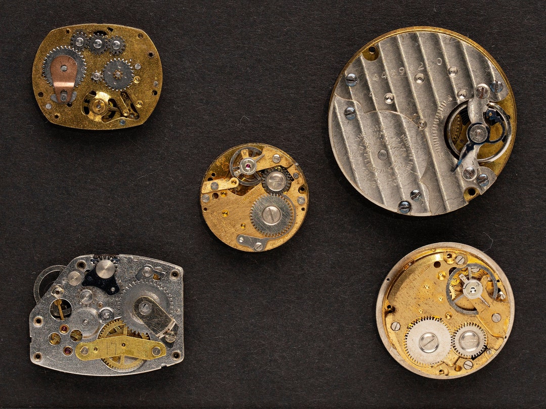 5 Vintage Watch Movements, Brass and Steel With Gears for Jewelry ...
