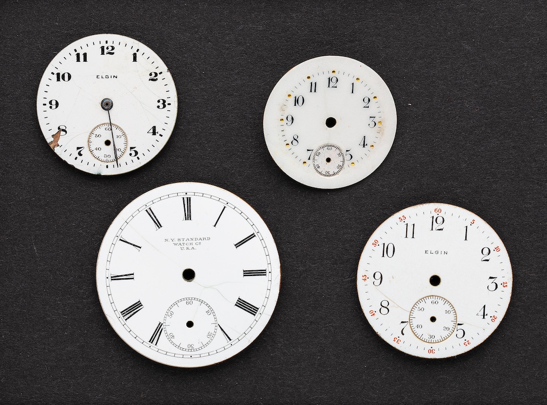 4 Vintage Porcelain Pocket Watch Faces Watch Dials, Antique Watch Parts ...