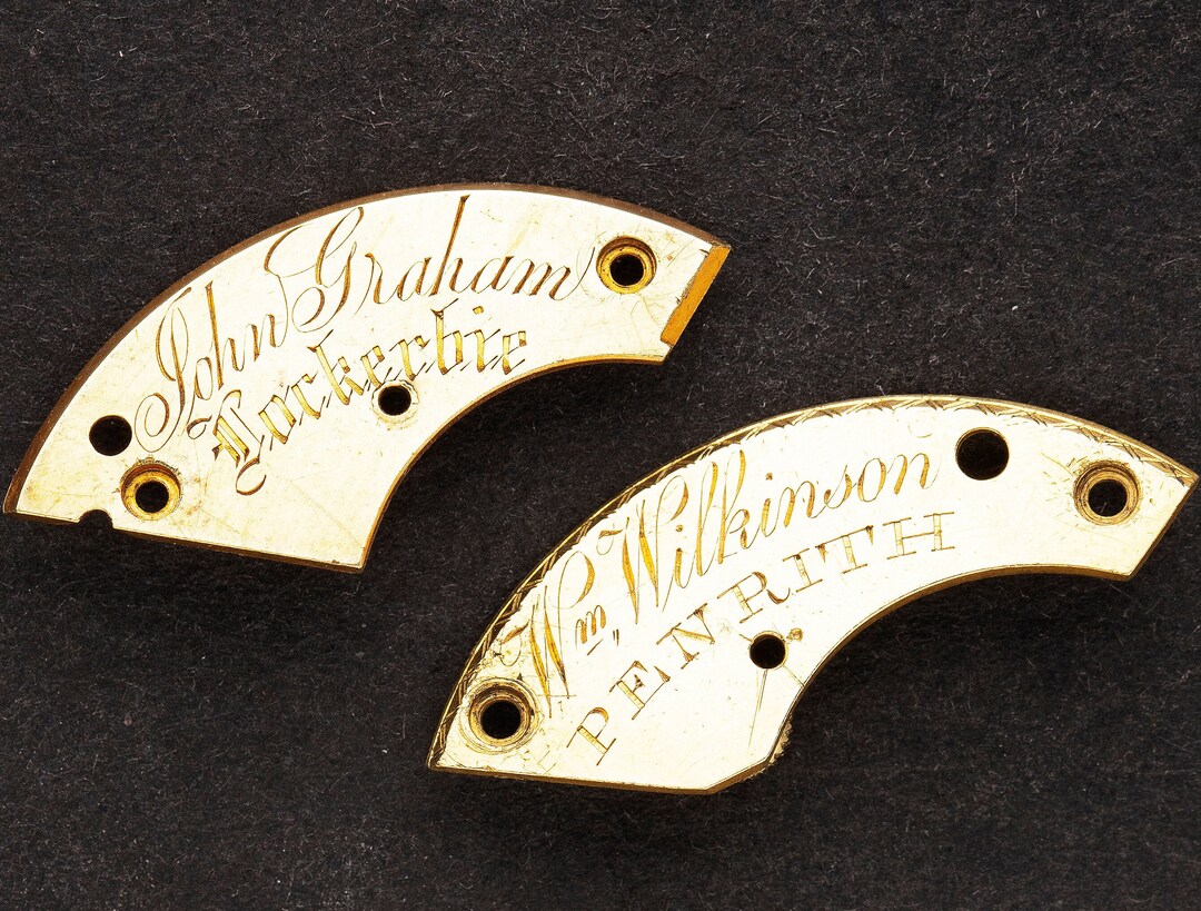 Matching Pair Antique Pocket Watch Parts With Engraved Brass ...