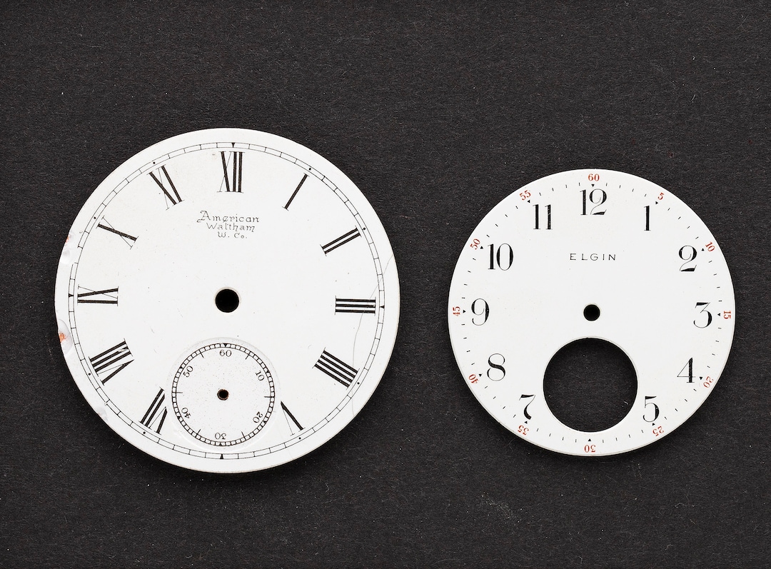 2 Vintage Porcelain Pocket Watch Faces Watch Dials, Antique Watch Parts ...