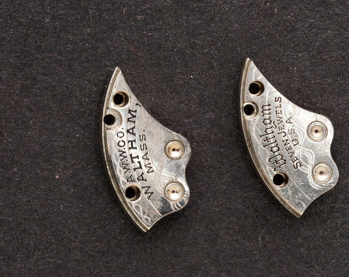 Matched Set 2 Antique Pocket Watch Parts With Engraved Steel ...