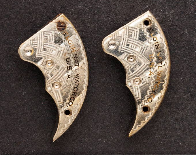 Matched Set 2 Antique Pocket Watch Parts With Engraved Steel ...