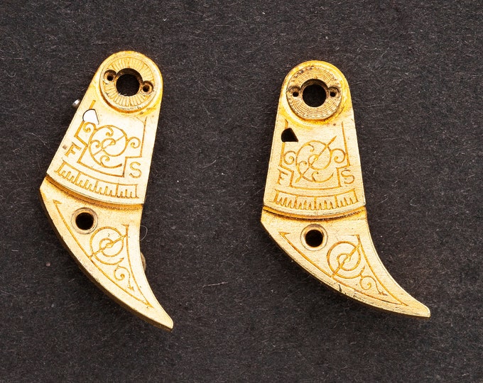 Matching Pair Antique Pocket Watch Parts With Engraved Brass ...