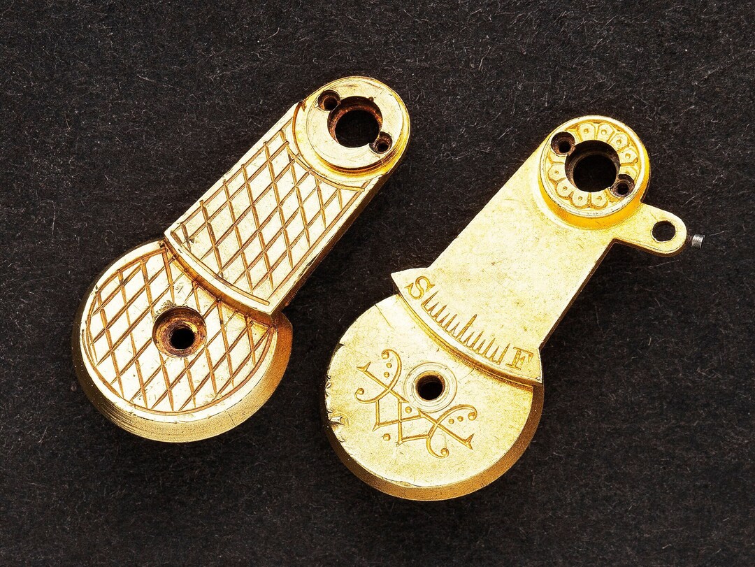 Matching Pair Antique Pocket Watch Parts With Engraved Brass ...
