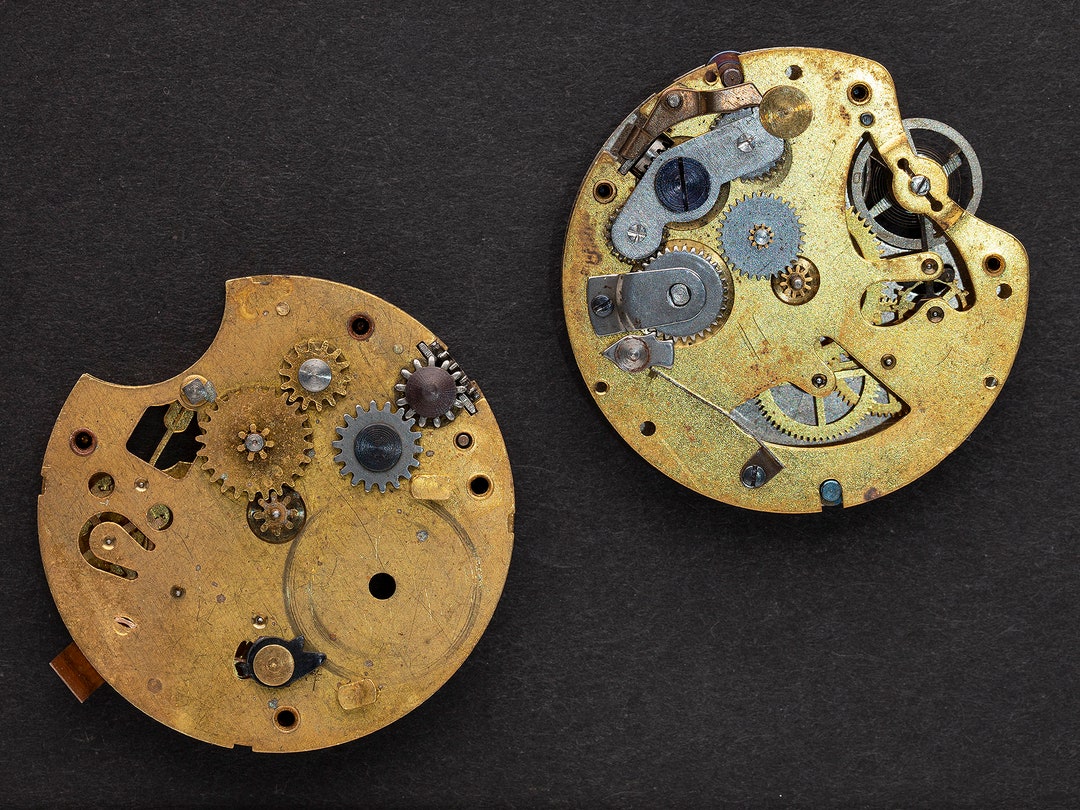 2 Vintage Brass & Steel Pocket Watch Movements With Gears good for ...