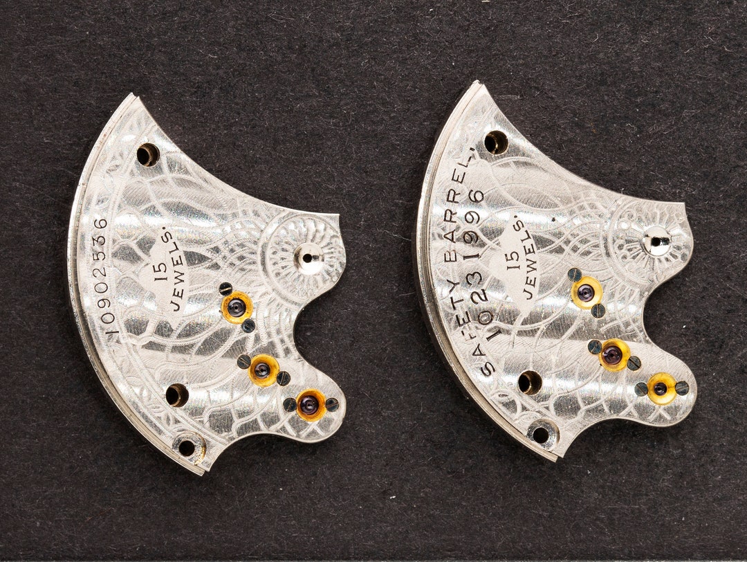 Matched Set 2 Antique Pocket Watch Parts With Engraved Steel ...
