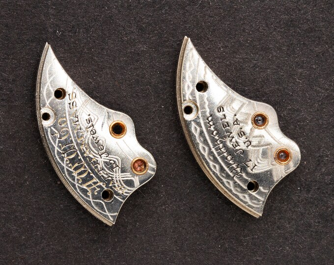 Matched Set 2 Antique Pocket Watch Parts With Engraved Steel ...
