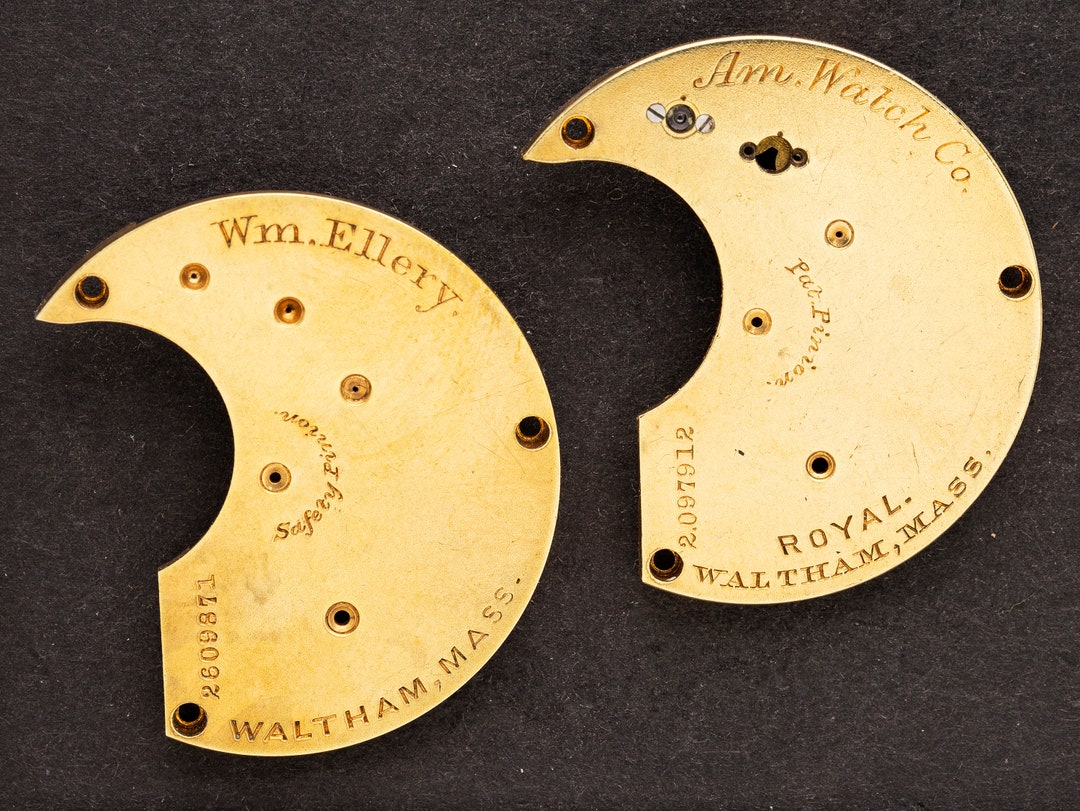 Matching Pair Antique Pocket Watch Parts With Engraved Brass ...