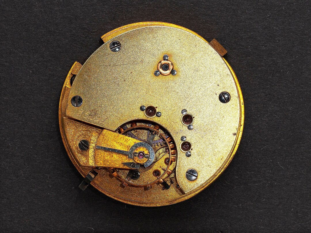 Vintage Pocket Watch Movement With Gears and Genuine Ruby Jewels High ...