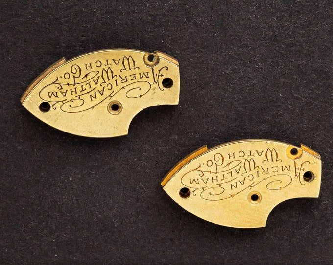 Matching Pair Antique Pocket Watch Parts With Engraved Brass ...