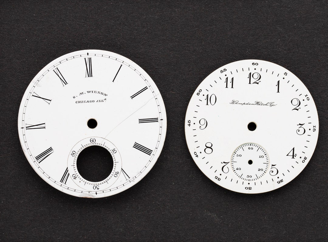 2 Vintage Porcelain Pocket Watch Faces Watch Dials, Antique Watch Parts ...