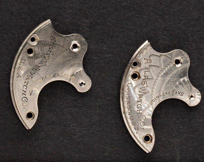 Matching Pair Antique Pocket Watch Parts With Engraved Brass ...