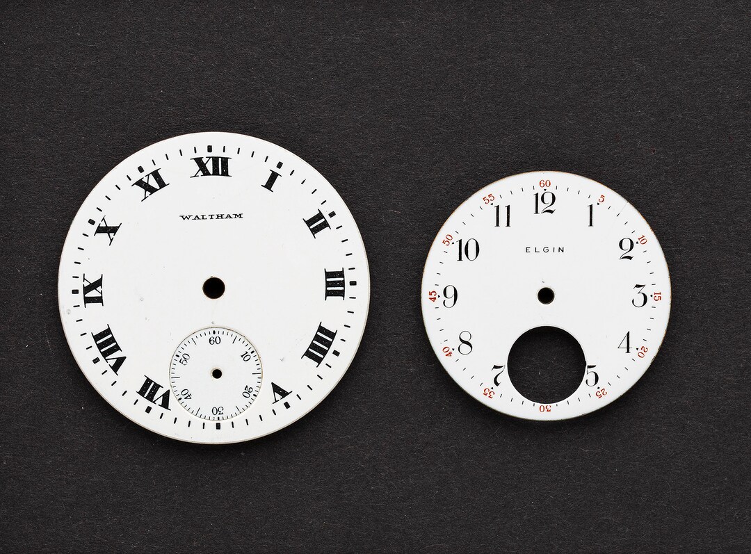 2 Vintage Porcelain Pocket Watch Faces Watch Dials, Antique Watch Parts ...