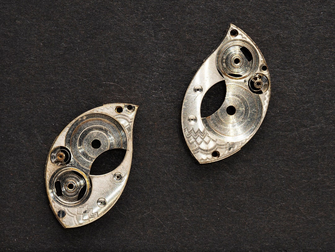 Matched Set 2 Antique Pocket Watch Parts With Engraved Steel ...