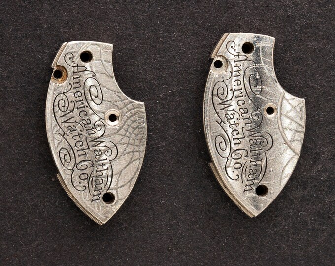 Matched Set 2 Antique Pocket Watch Parts With Engraved Steel ...