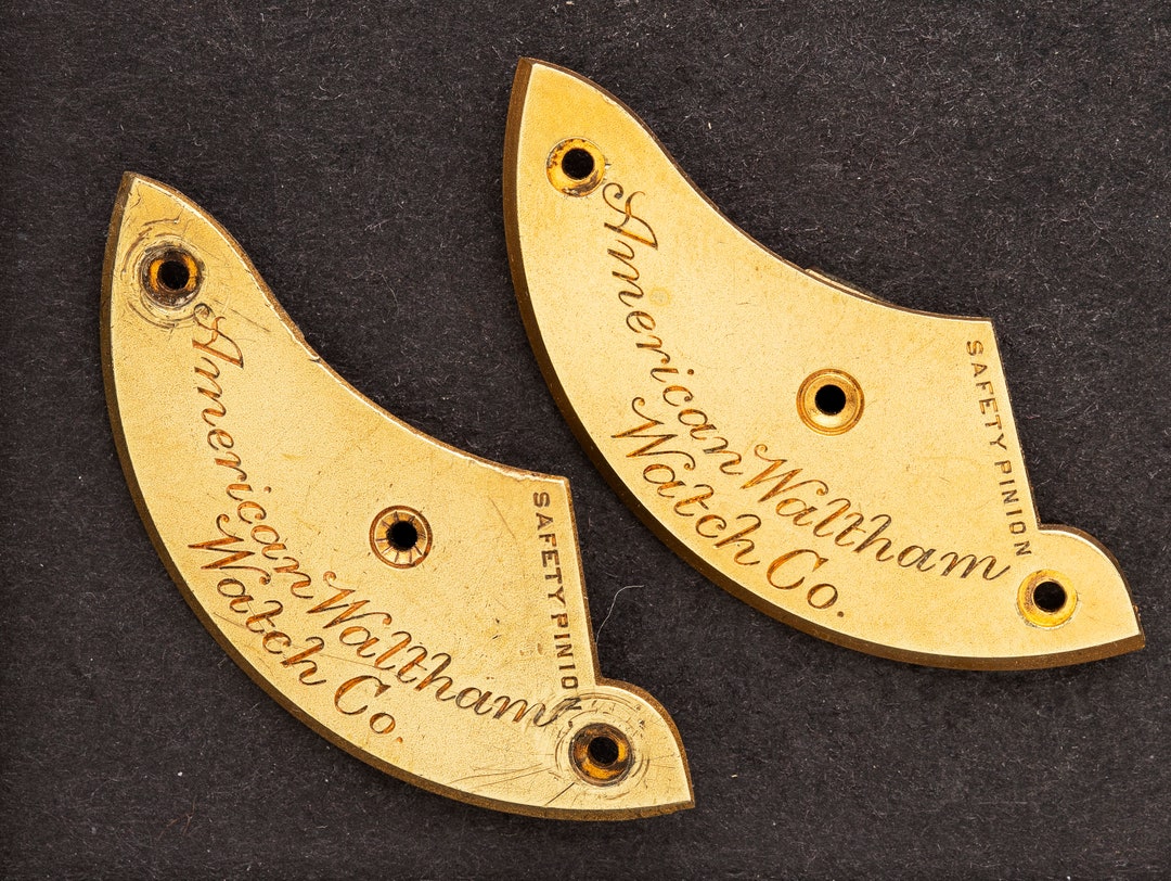 Matching Pair Antique Pocket Watch Parts With Engraved Brass ...