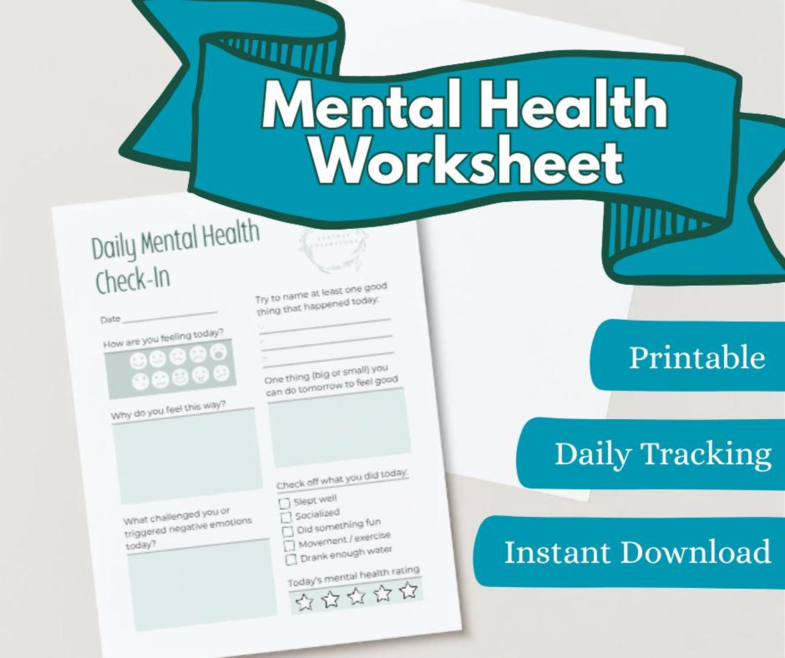 Daily Mental Health Check-in Printable PDF - Etsy