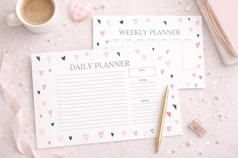 Valentine Daily & Weekly Planner Printable | Cuter Heart Design ...