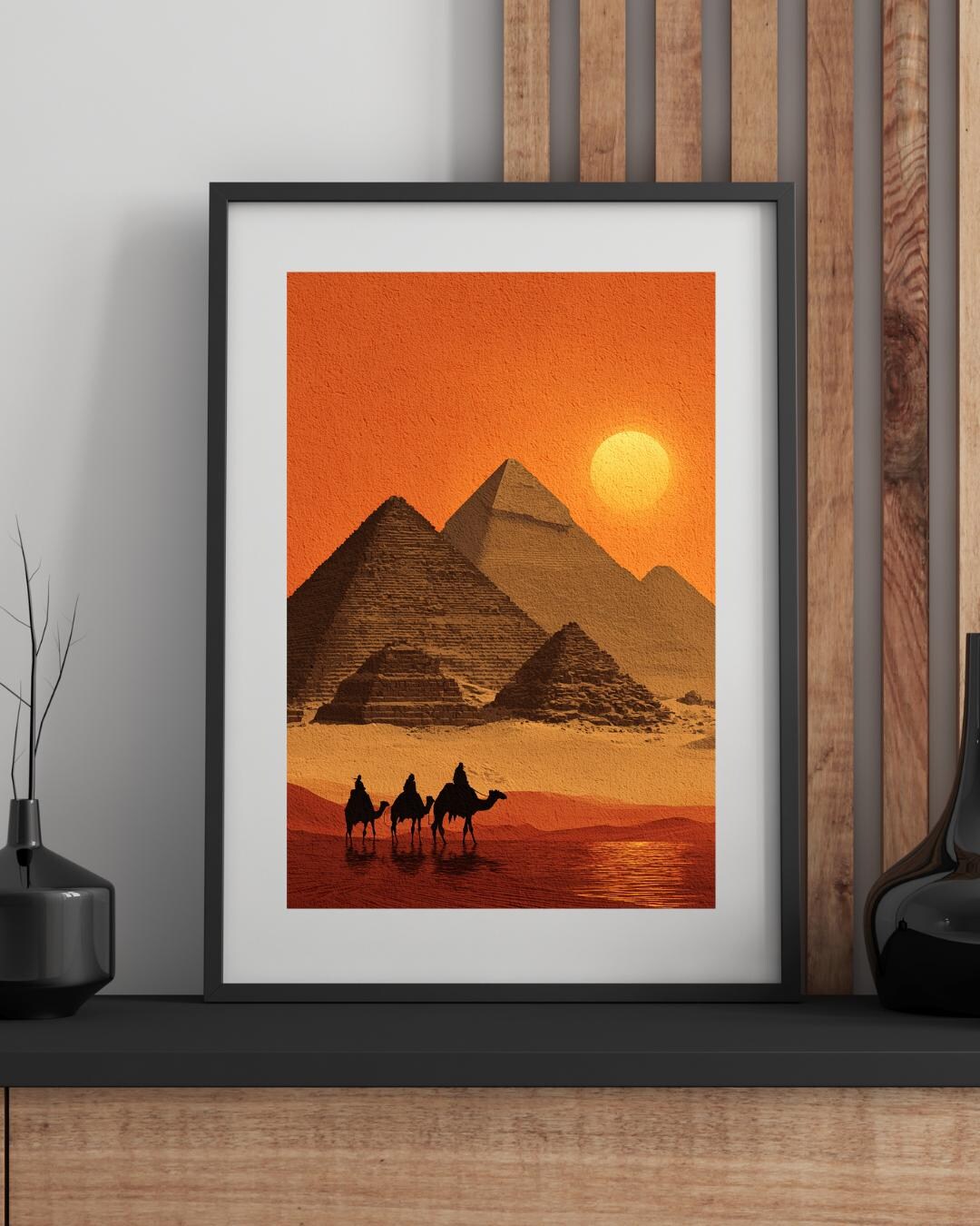 Pyramids of Giza Travel Poster | Ancient Egypt Wall Art | Retro Desert ...