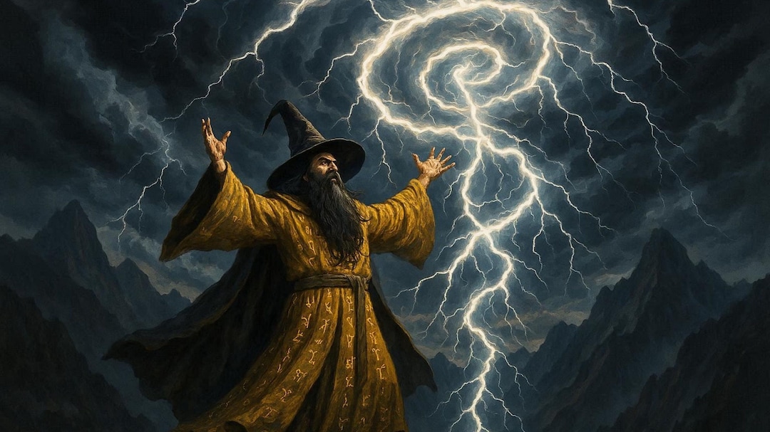 Yellow Wizard Fantasy Art Print | Magical Wizard Illustration | Digital ...