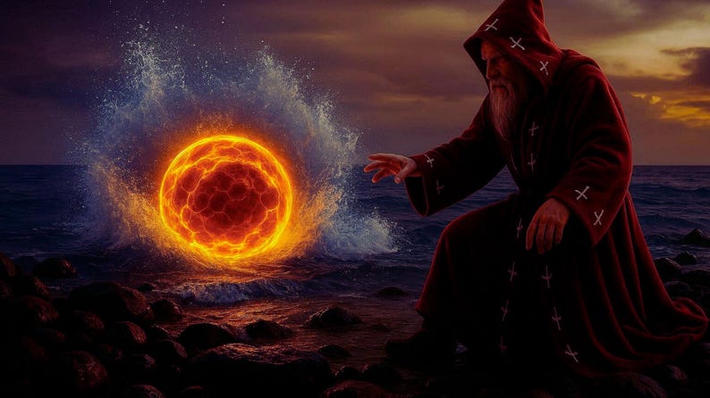 Red Wizard PC Wallpaper | Fire Mage Fantasy Art | 4K Desktop Background ...