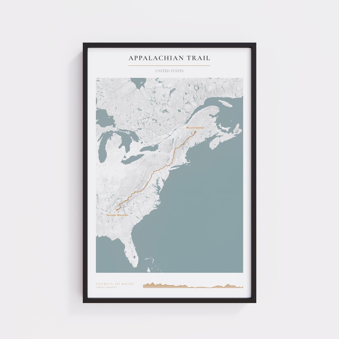 Appalachian Trail Map Print | AP Thru-hike Poster | Hiking Wall Art - Etsy
