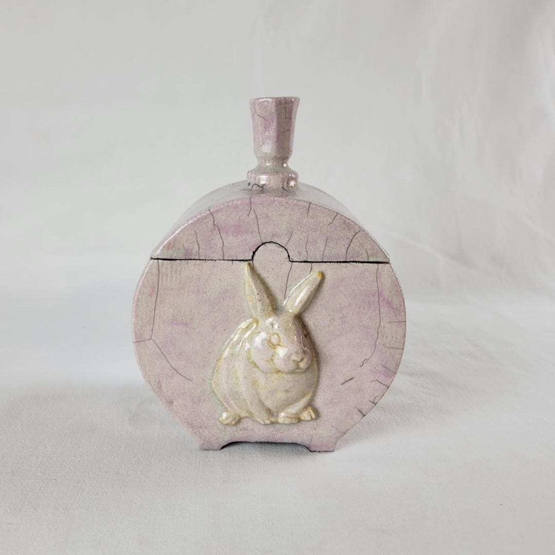 Raku Ceramic Box With Sculpted Rabbit - Unique Handmade Piece - Etsy