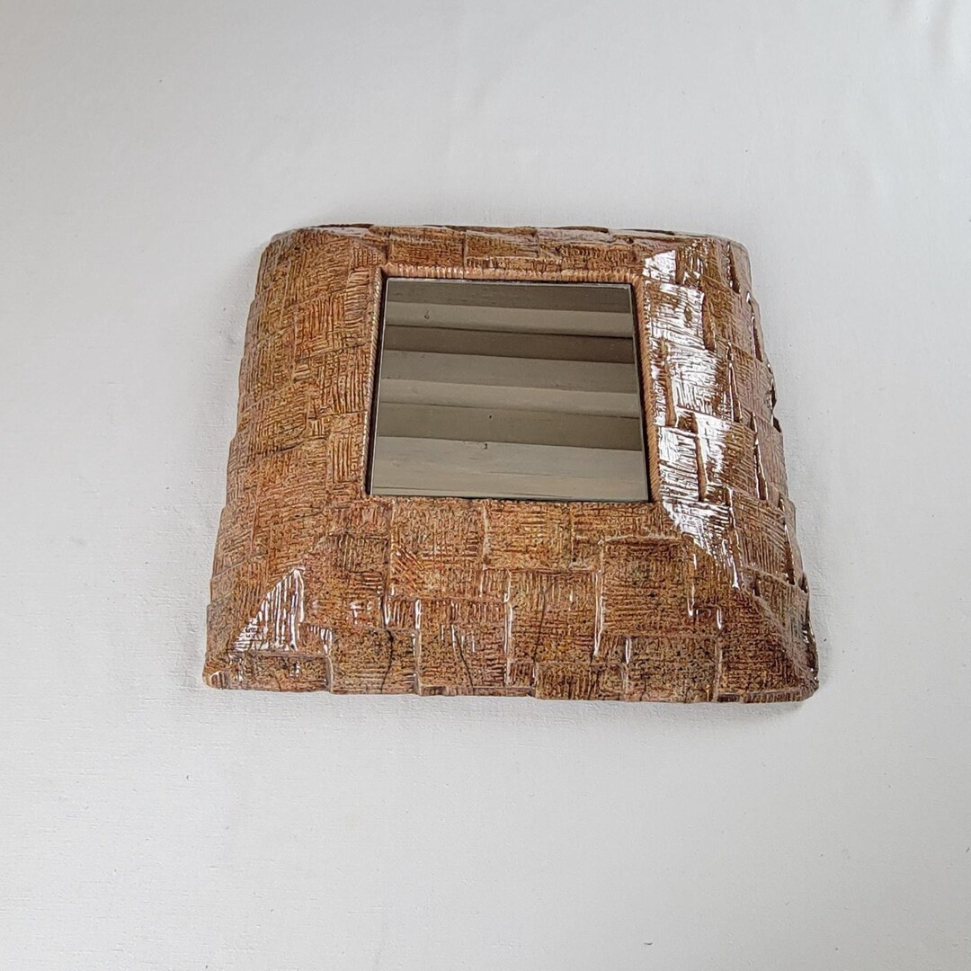 Square Ceramic Mirror - Brown Raku Glaze - Handmade Mirror - Etsy