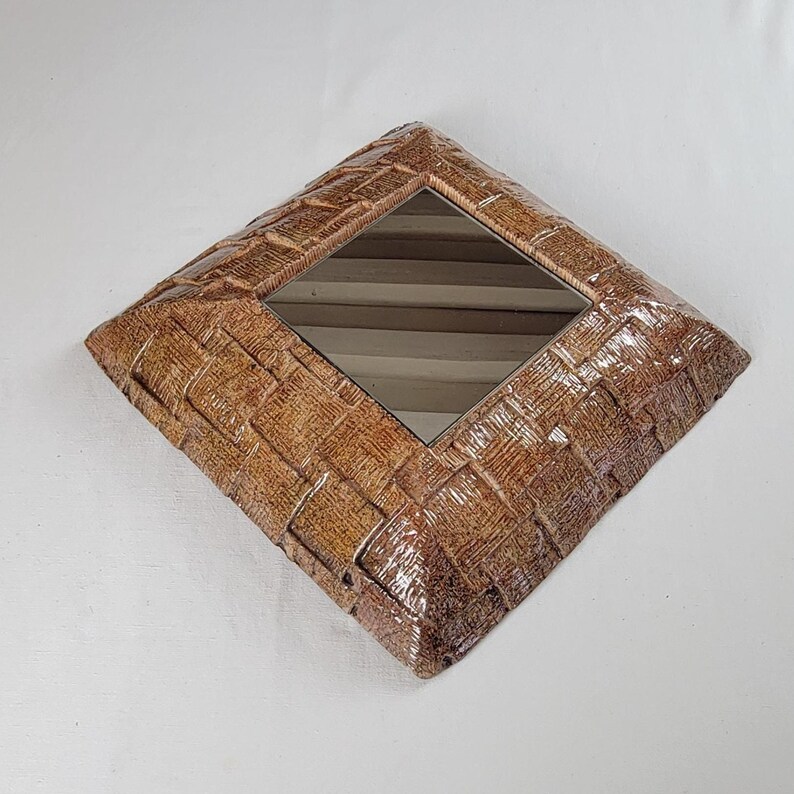Square Ceramic Mirror - Brown Raku Glaze - Handmade Mirror - Etsy