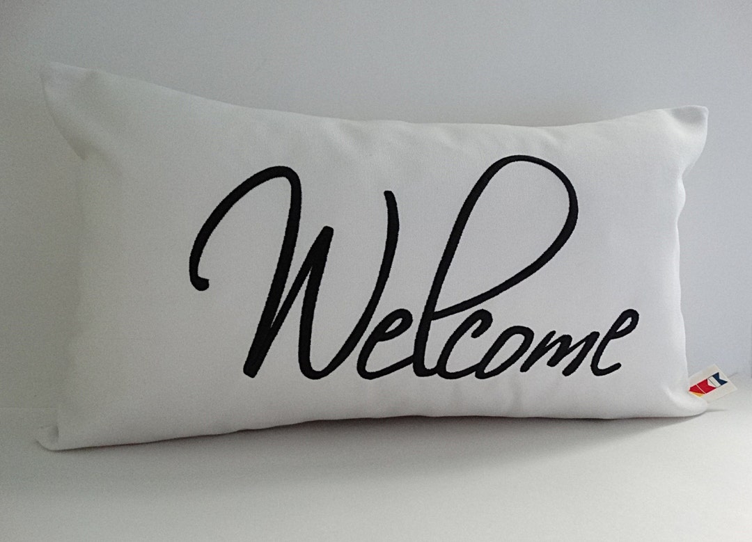 WELCOME Pillow Cover | Greeting Pillow | Sunbrella Indoor Outdoor ...