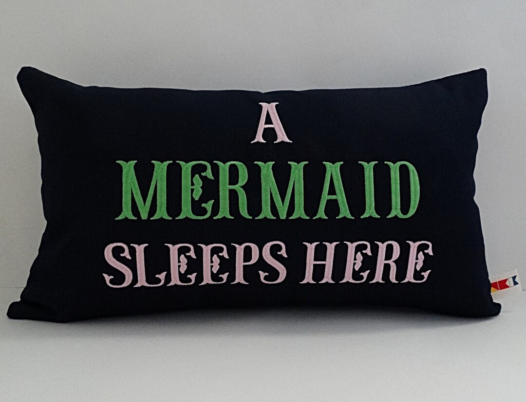 Mermaid Nursery Pillow Cover: "a Mermaid Sleeps Here" Navy Sunbrella ...