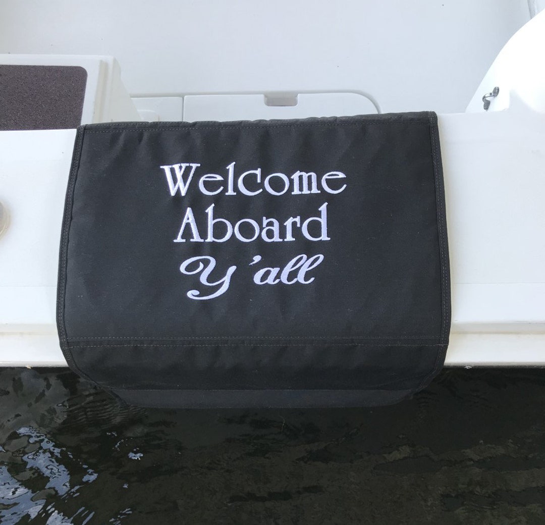 Sunbrella Gunwale Boat Mat | Welcome Aboard Y'all Mat | Boarding Mat ...