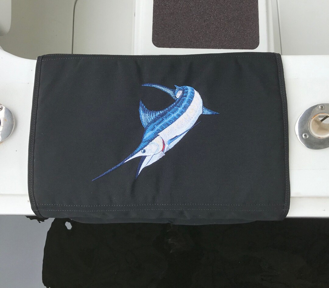 Blue Marlin Embroidered Boat Mat: Sunbrella Gunwale Boarding Mat - Etsy