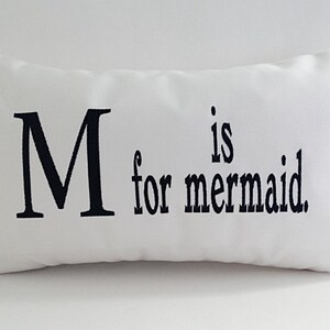 M IS FOR MERMAID Custom Embroidered 12" X 20" Pillow Cover Sunbrella ...